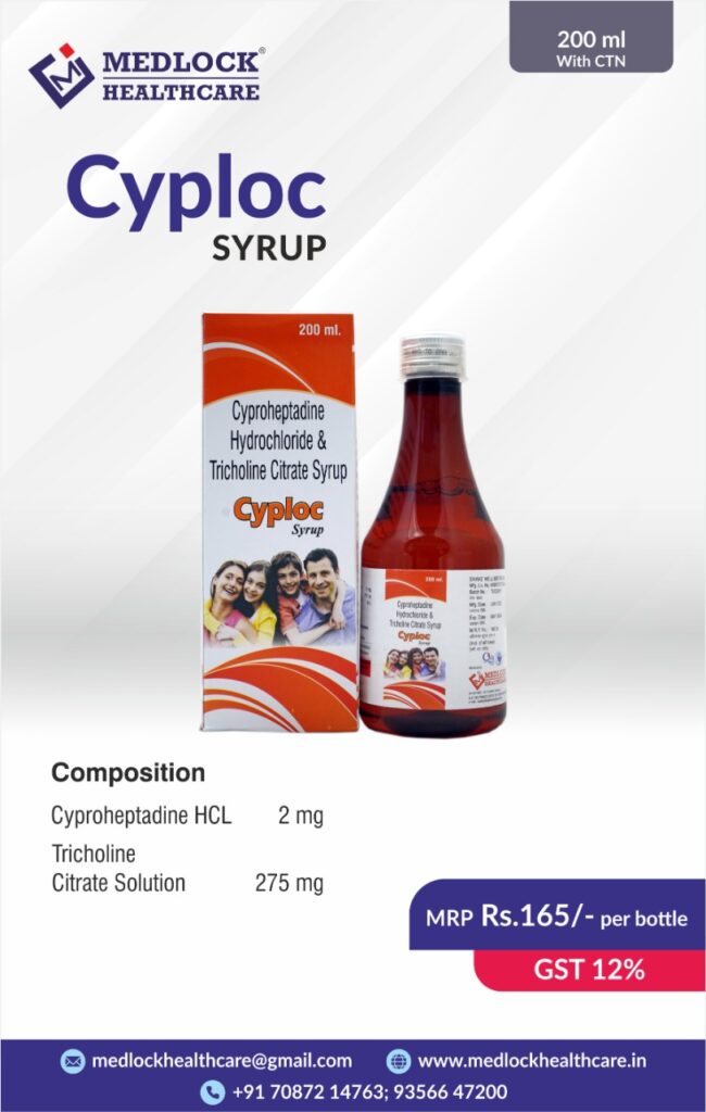 Cyproheptadine & Tricholine Solution Manufacturer | Supplier | Franchise