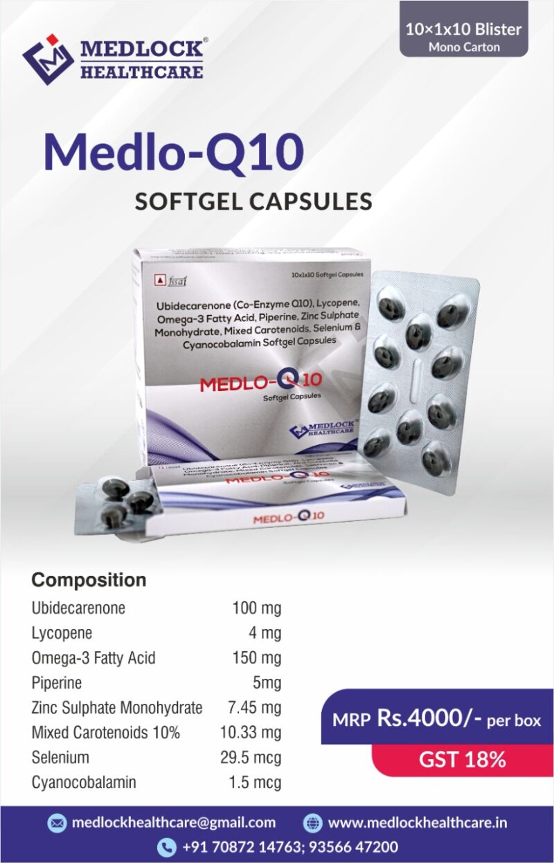 Medlo-Q10 SOFTGEL CAPSULES MANUFACTURER | SUPPLIER | FRANCHISE